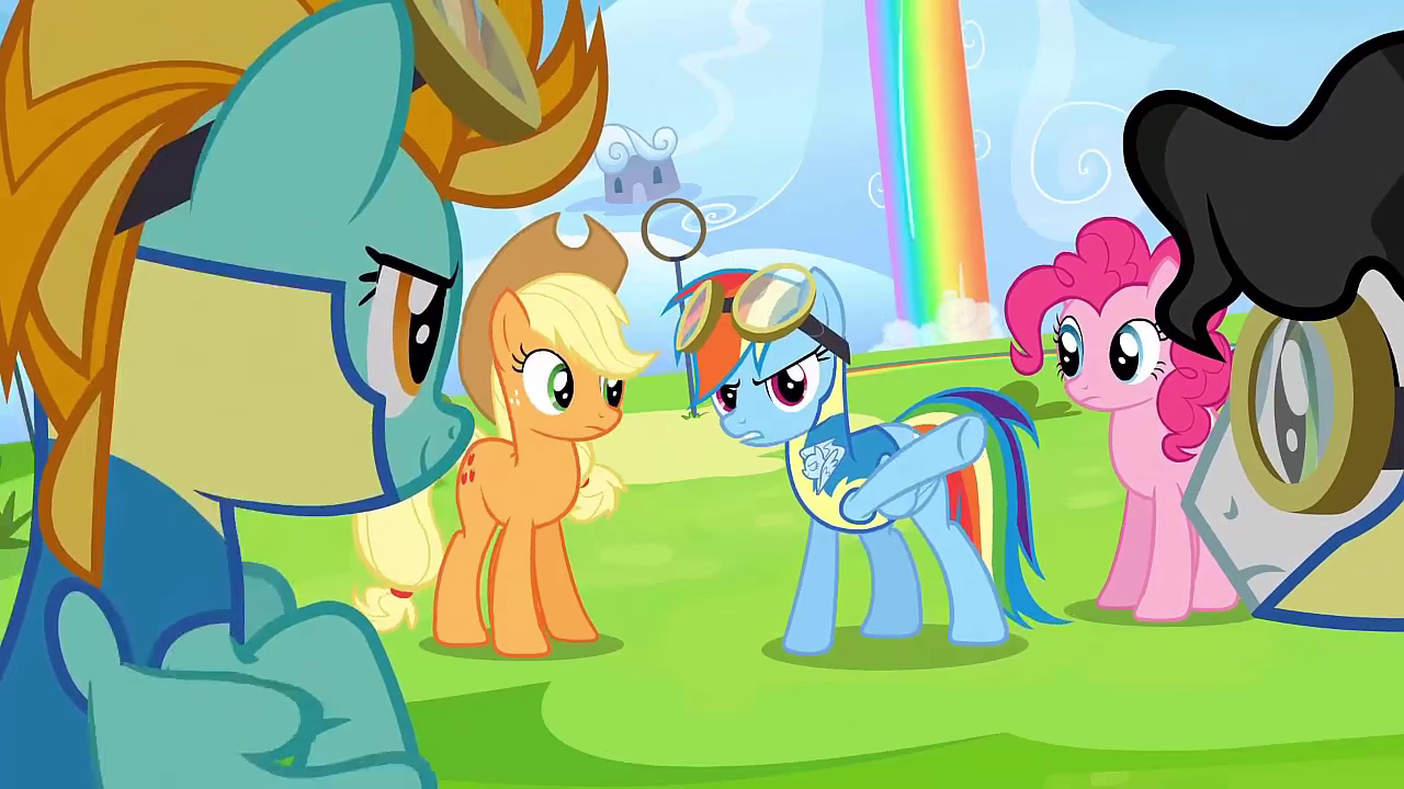 #1809180 - safe, screencap, applejack, cloudchaser, lightning dust ...