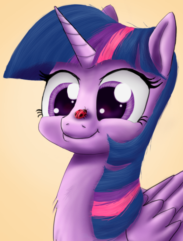 #1795666 - safe, artist:tkuroneko, twilight sparkle, alicorn, ladybug, pony, g4, cute, female ...