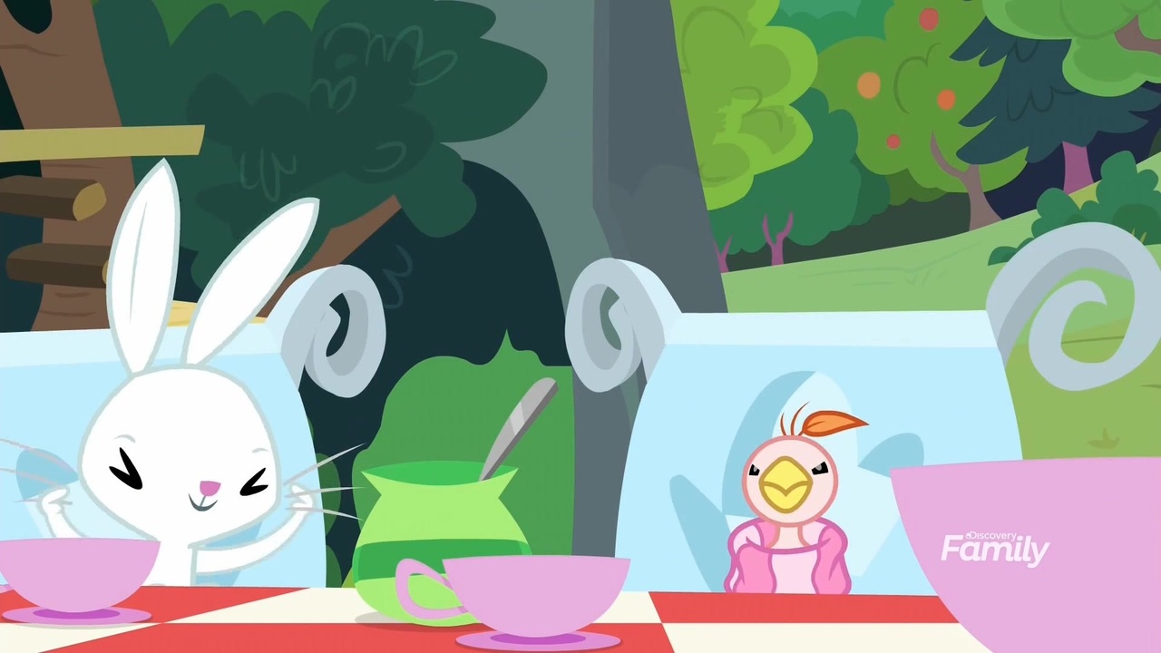 #1818741 - safe, screencap, angel bunny, bird, yakity-sax, cup, teacup ...