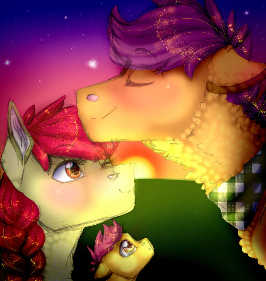#1819666 - safe, artist:windlylelka, apple bloom, scootaloo, oc, oc ...