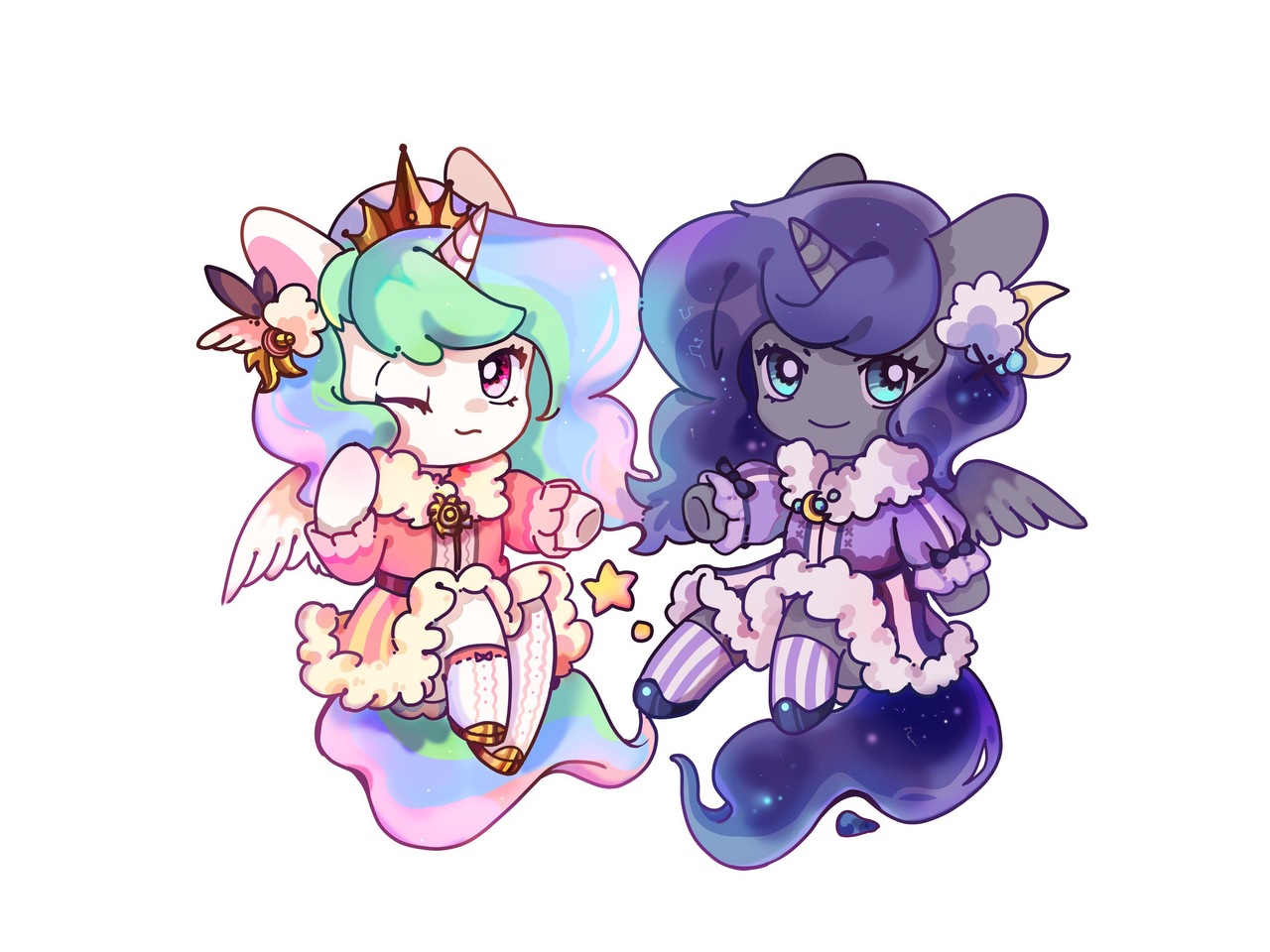#1796540 - safe, artist:nitrogenowo, princess celestia, princess luna ...