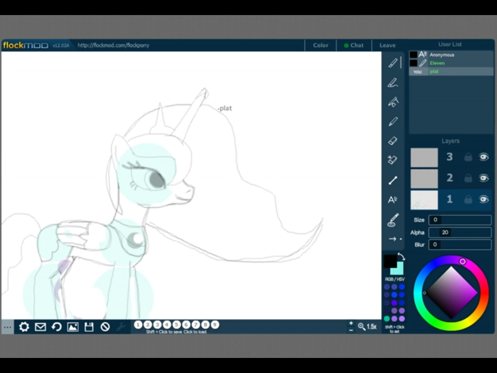 #1832271 - safe, artist:platinumdrop, princess luna, g4, flockmod, sketch, youtube link - Derpibooru