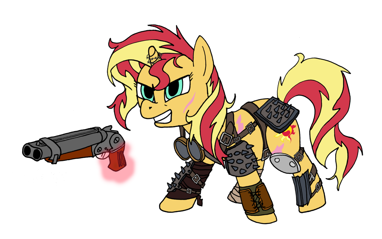 #1835637 - safe, artist:1438, sunset shimmer, pony, unicorn, g4, armor ...