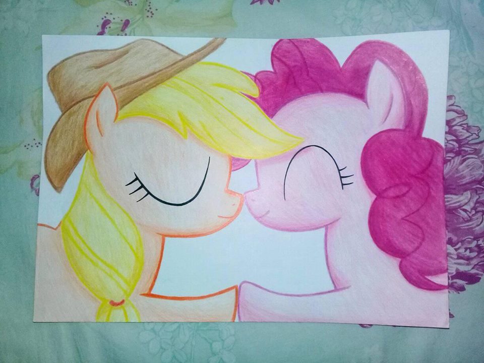 #1835795 - safe, artist:rafaela, applejack, pinkie pie, applepie, cute ...