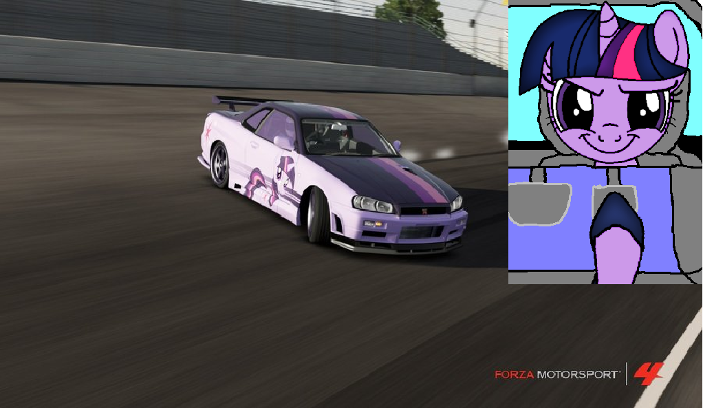 #1837184 - safe, twilight sparkle, anthro, car, drifting, forza ...