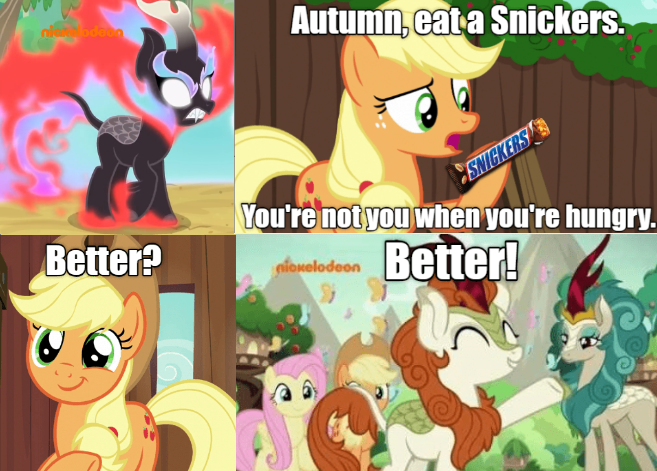 #1838470 - safe, edit, edited screencap, screencap, applejack, autumn blaze, fluttershy, rain ...