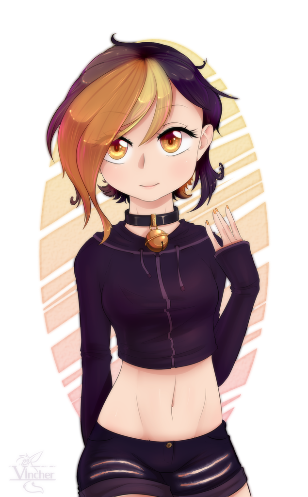 #1839988 - safe, artist:vincher, oc, oc:cocoa corn, human, anime, bell ...