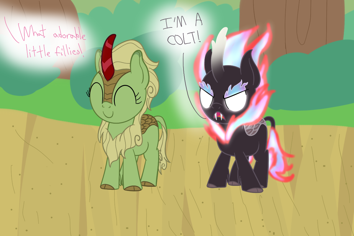 #1844078 - safe, artist:mightyshockwave, forest fall, kirin, nirik ...