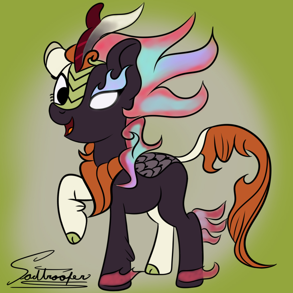 #1825193 - safe, artist:sadtrooper, autumn blaze, kirin, nirik, sounds of silence, female ...