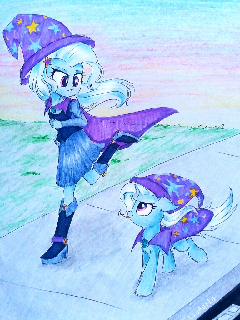 1931463 Safe Artist Liaaqila Trixie Human Pony Unicorn