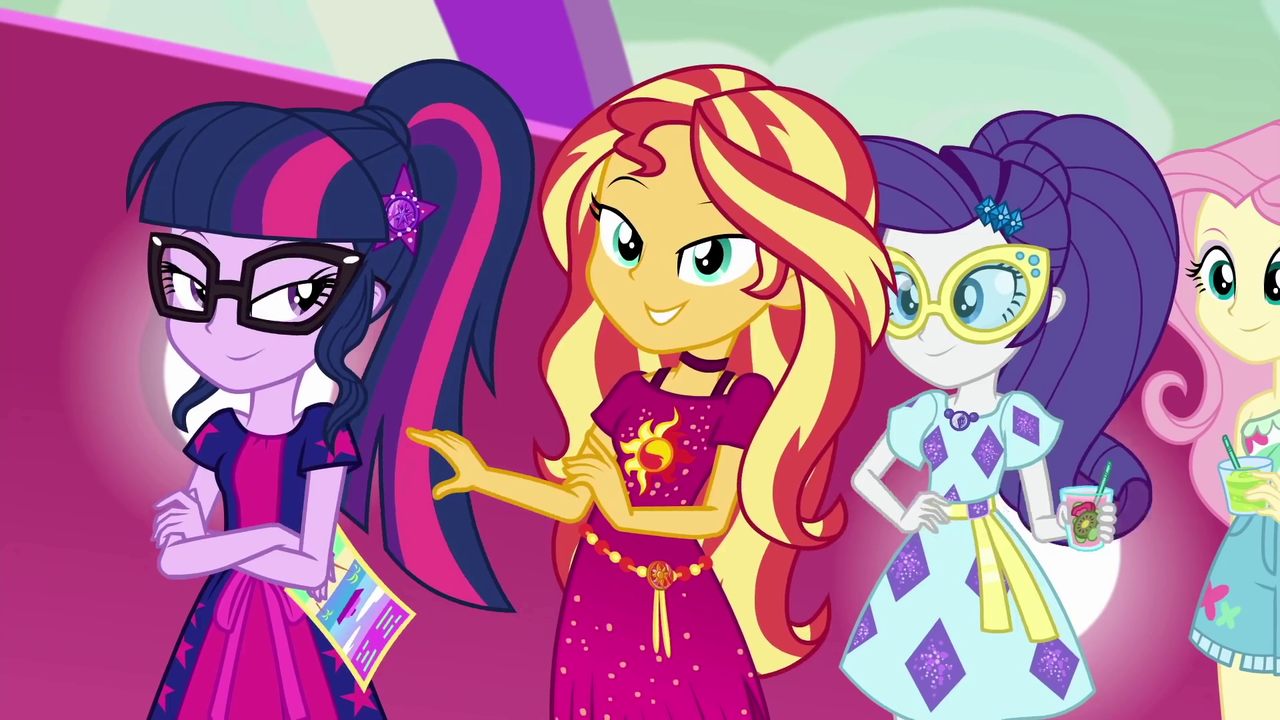 #1933186 - safe, screencap, fluttershy, rarity, sci-twi, sunset shimmer ...