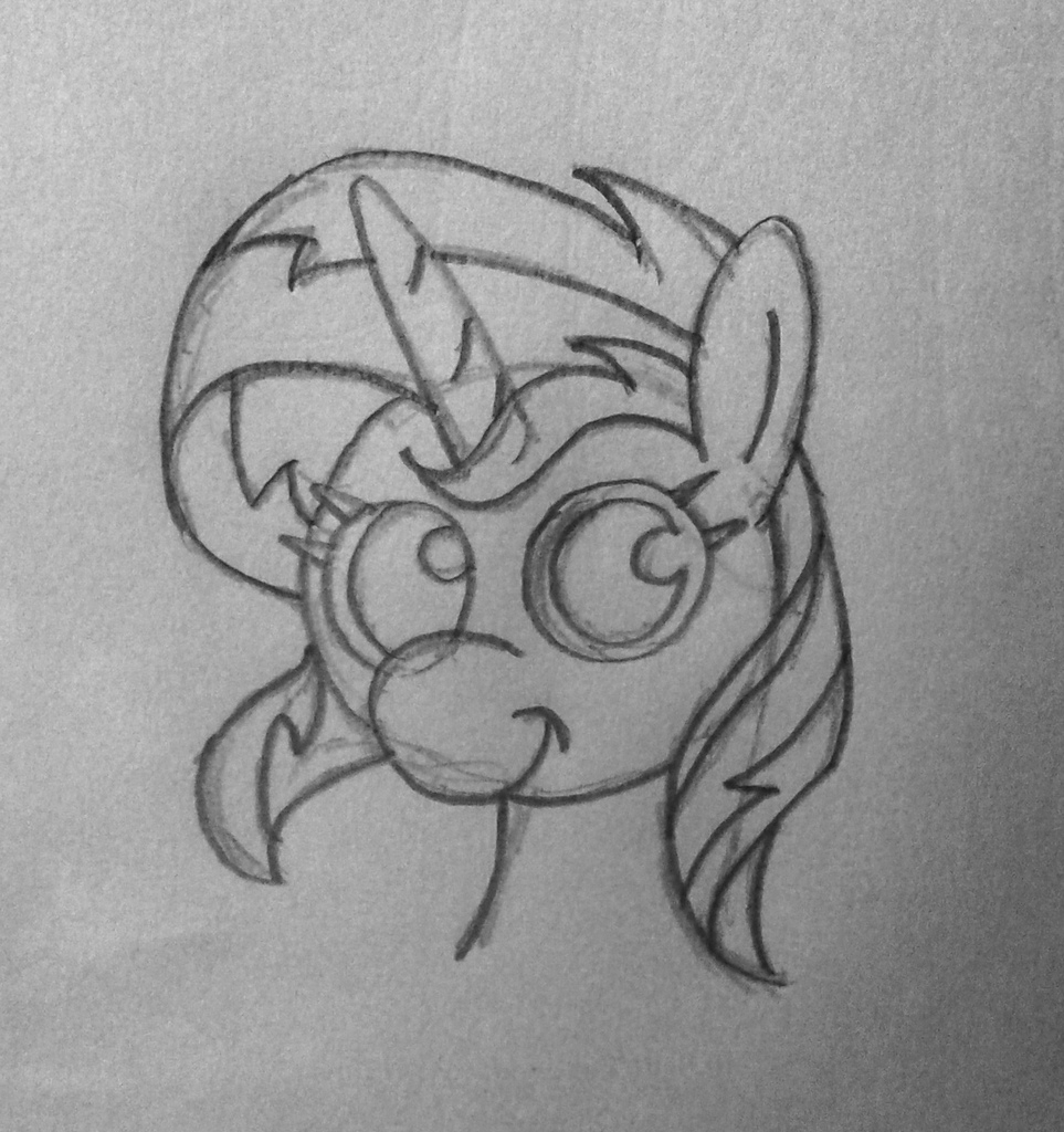 #1934412 - safe, artist:supra80, sunset shimmer, pony, g4, cute, pencil ...