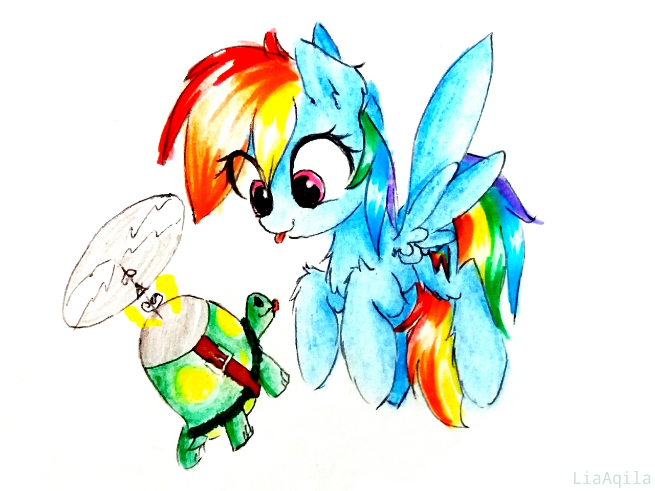 #1940486 - safe, artist:liaaqila, rainbow dash, tank, pegasus, pony ...