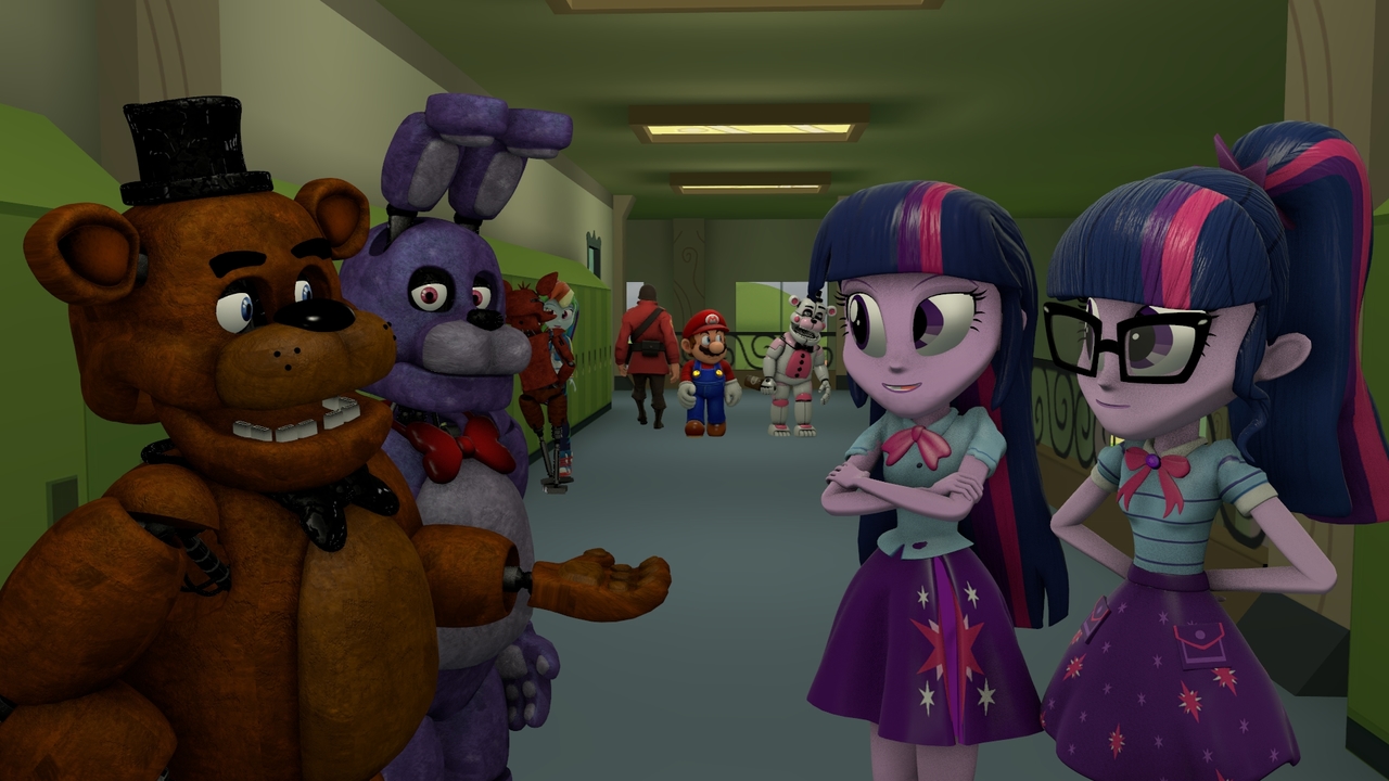 #1948796 - safe, artist:fazbearsparkle, rainbow dash, sci-twi, twilight ...