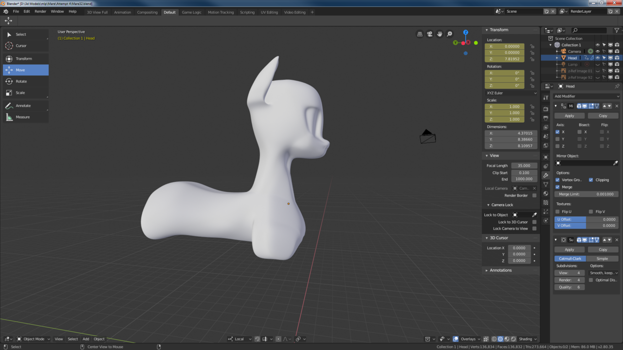 #1927841 - safe, artist:beardedredmane, pony, 3d, 3d model, blender ...