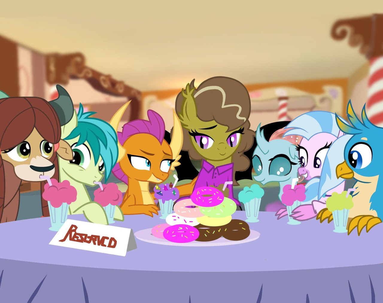 #2168319 - safe, artist:succubi samus, gallus, ocellus, sandbar ...