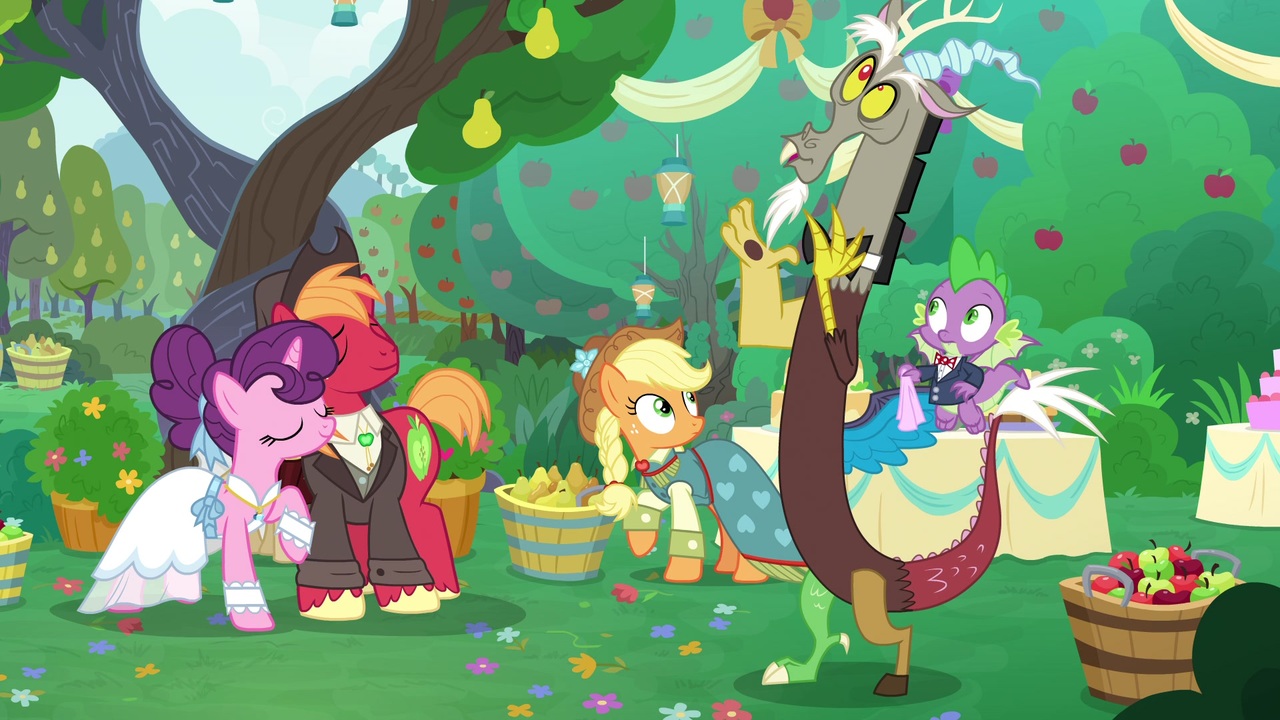 #2168592 - safe, screencap, applejack, big macintosh, discord, spike ...