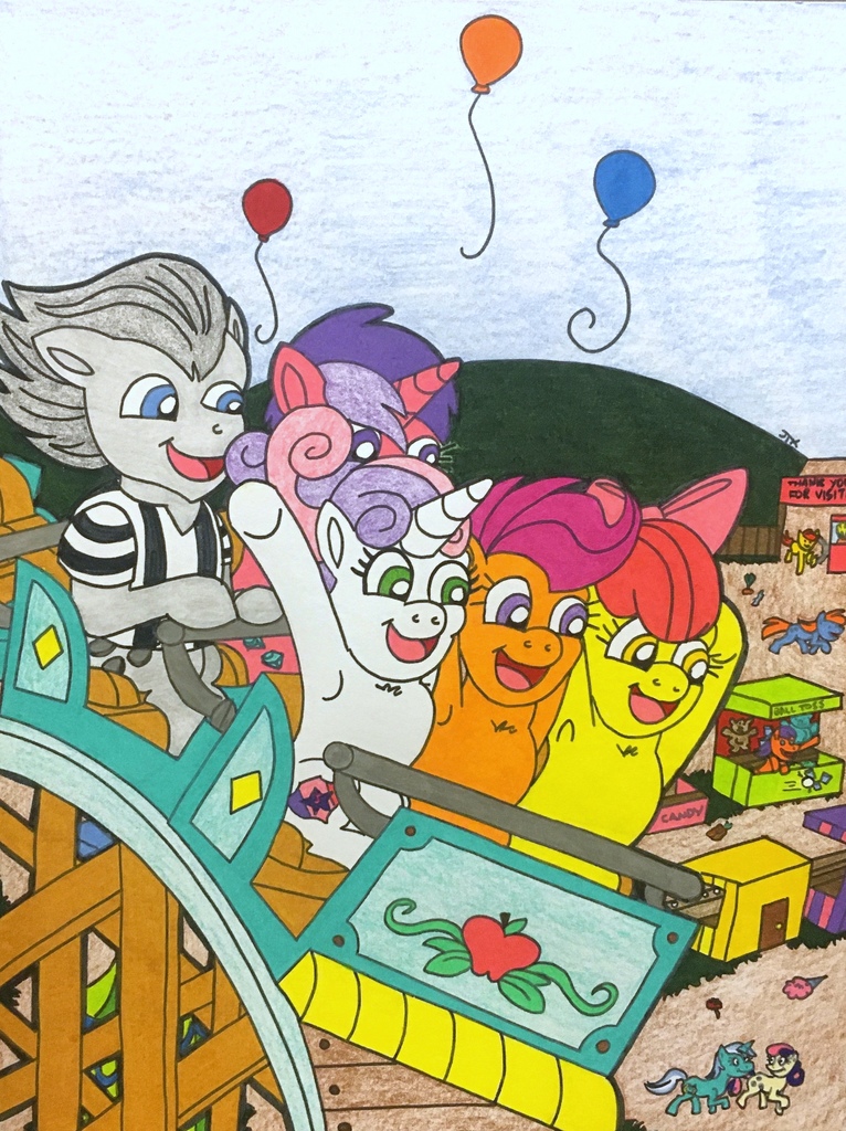 #2173536 - safe, artist:jamestkelley, apple bloom, bon bon, lyra ...