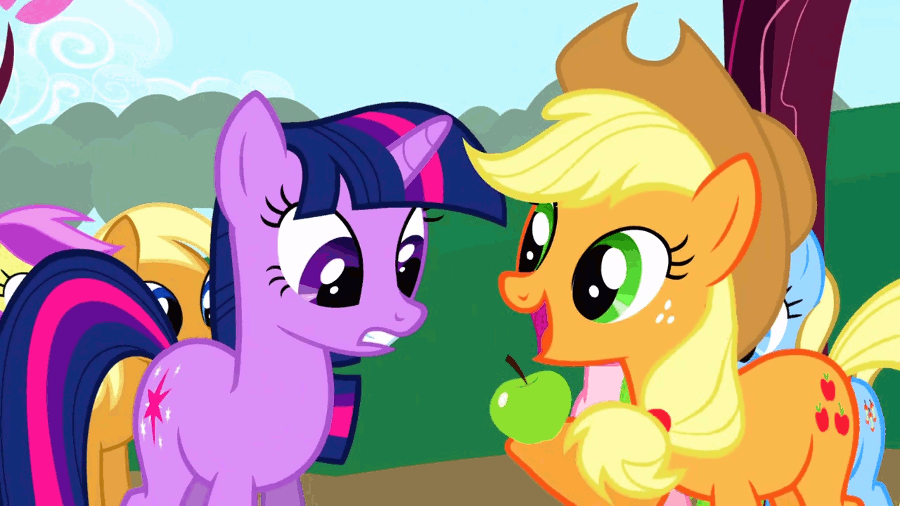 #2196344 - safe, screencap, applejack, twilight sparkle, earth pony ...