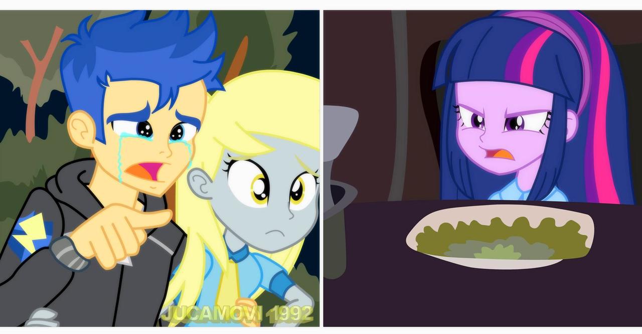 #2200229 - safe, artist:jucamovi1992, derpy hooves, flash sentry ...