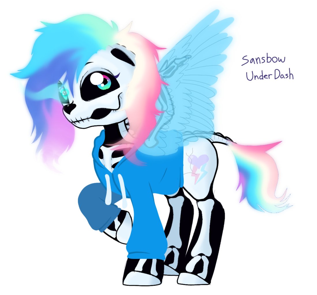 #2200752 - safe, artist:unoriginai, rainbow dash, oc, oc:sansbow dash ...
