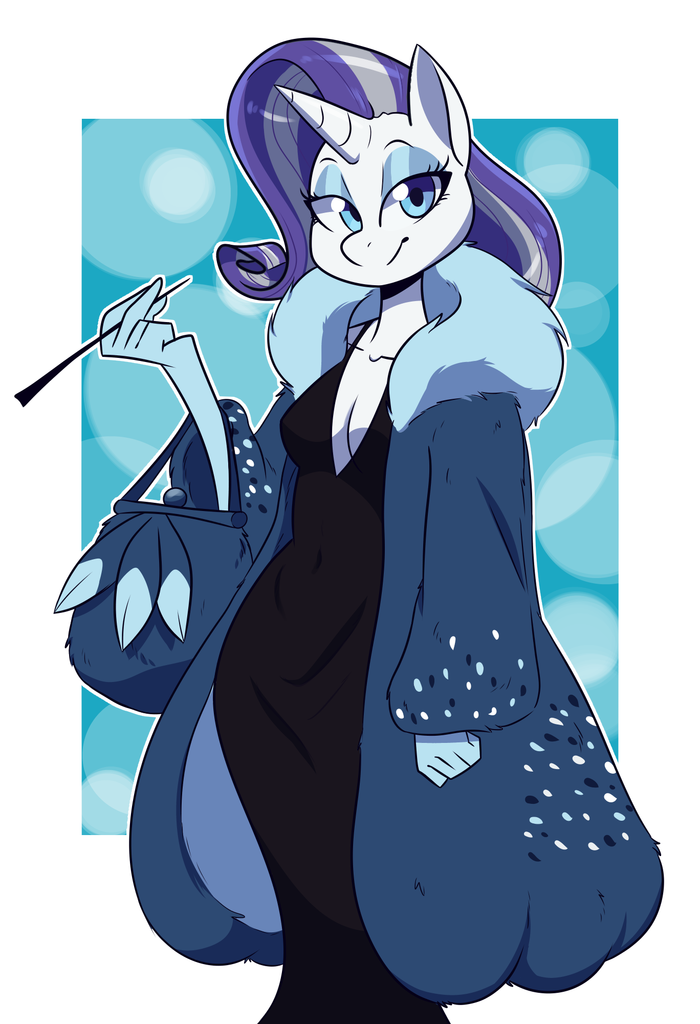 #2189323 - safe, artist:fox-pox, rarity, unicorn, anthro, g4, my little ...