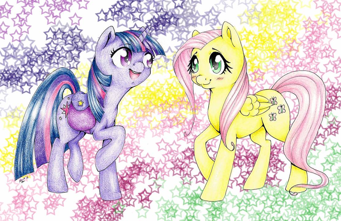 #2189633 - safe, artist:sushicow, fluttershy, twilight sparkle, pony ...