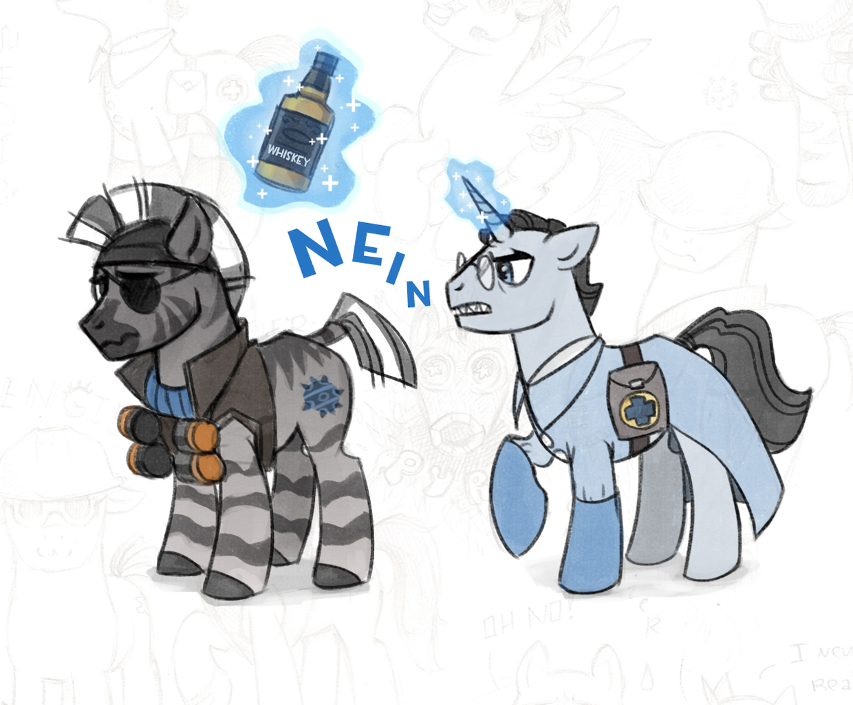 #2190364 - safe, artist:kessavel-art, pony, unicorn, zebra, alcohol ...