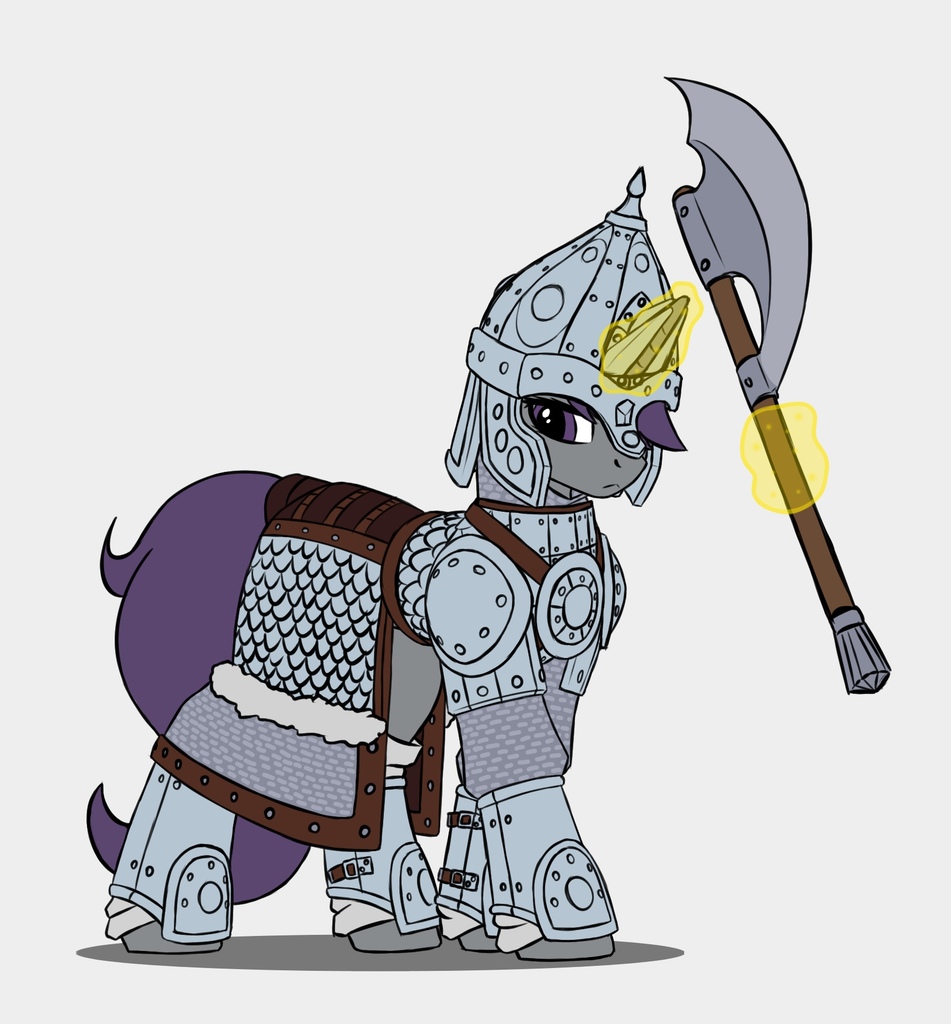 #2218831 - safe, artist:dipfanken, pony, unicorn, armor, axe, battle ...