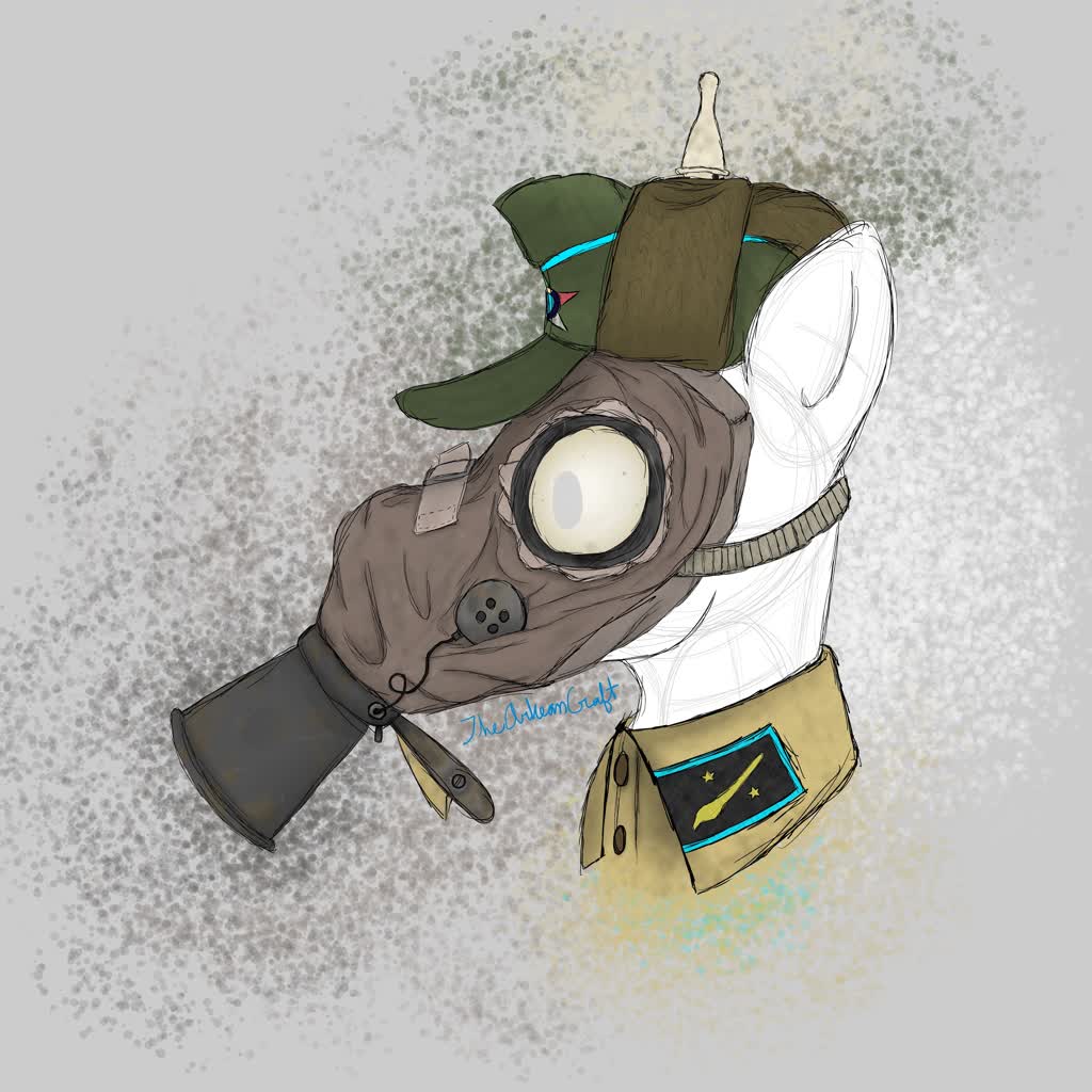 #2231803 - safe, artist:arkeanthe, pony, gas mask, mask, military, solo ...