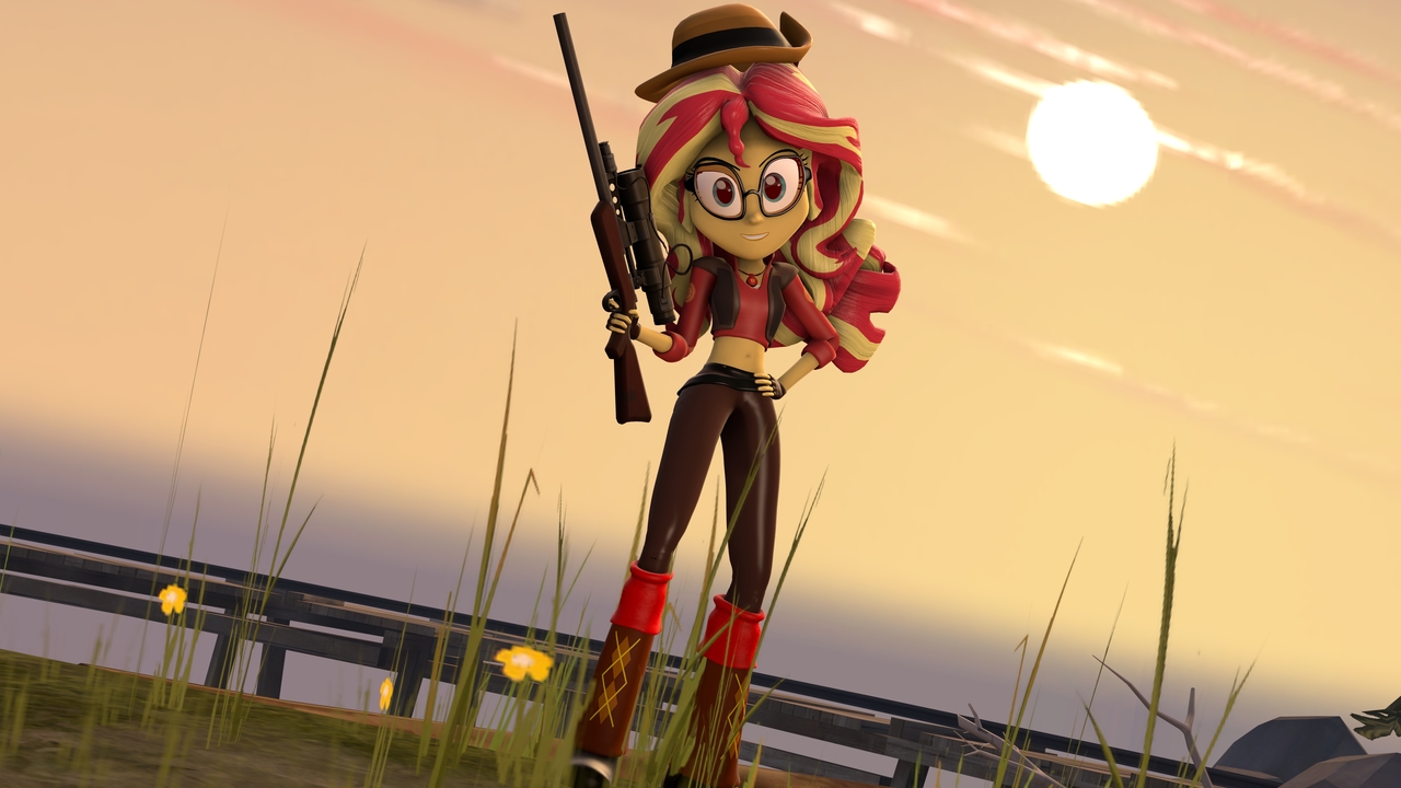 #2211836 - safe, artist:fazbearsparkle, sunset shimmer, equestria girls ...