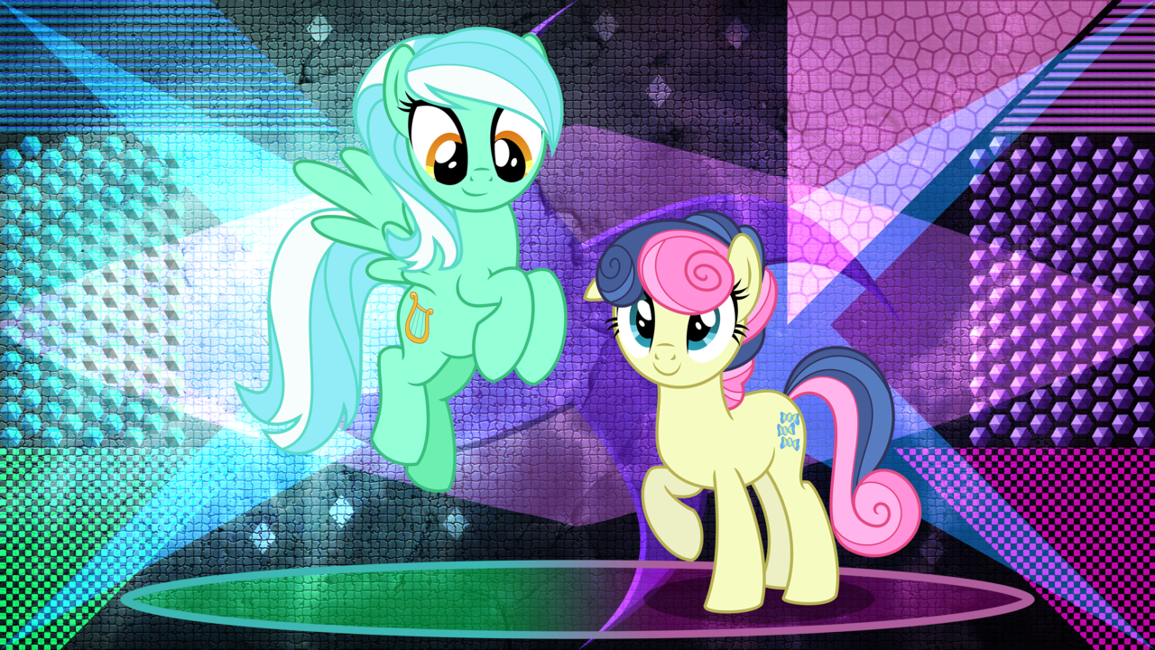 #2212440 - safe, artist:laszlvfx, artist:orin331, edit, bon bon, lyra ...