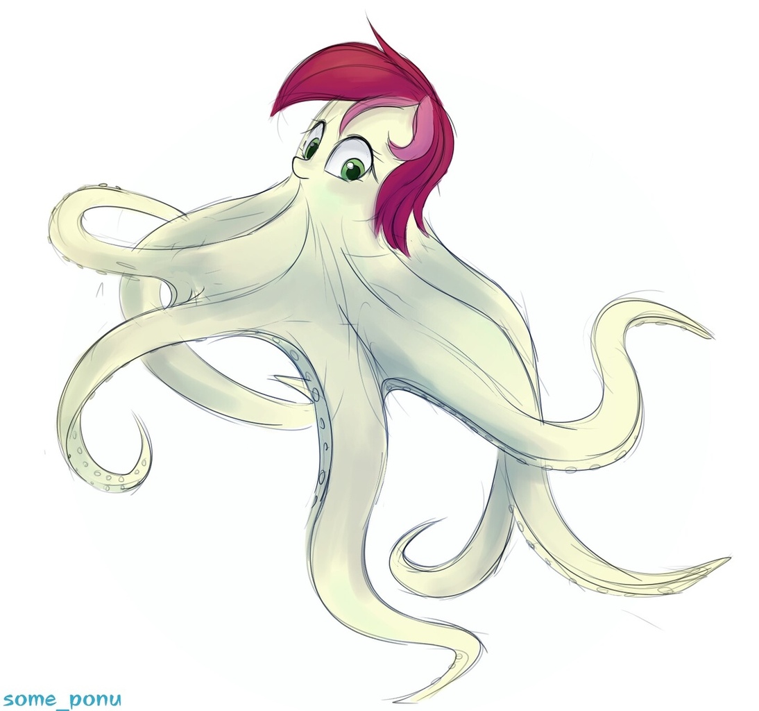 #2213054 - safe, artist:some_ponu, roseluck, monster pony, octopony ...