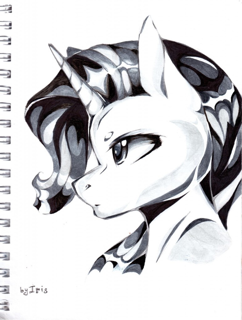 #2214539 - safe, artist:iris-shadow, rarity, pony, bust, female, marker ...