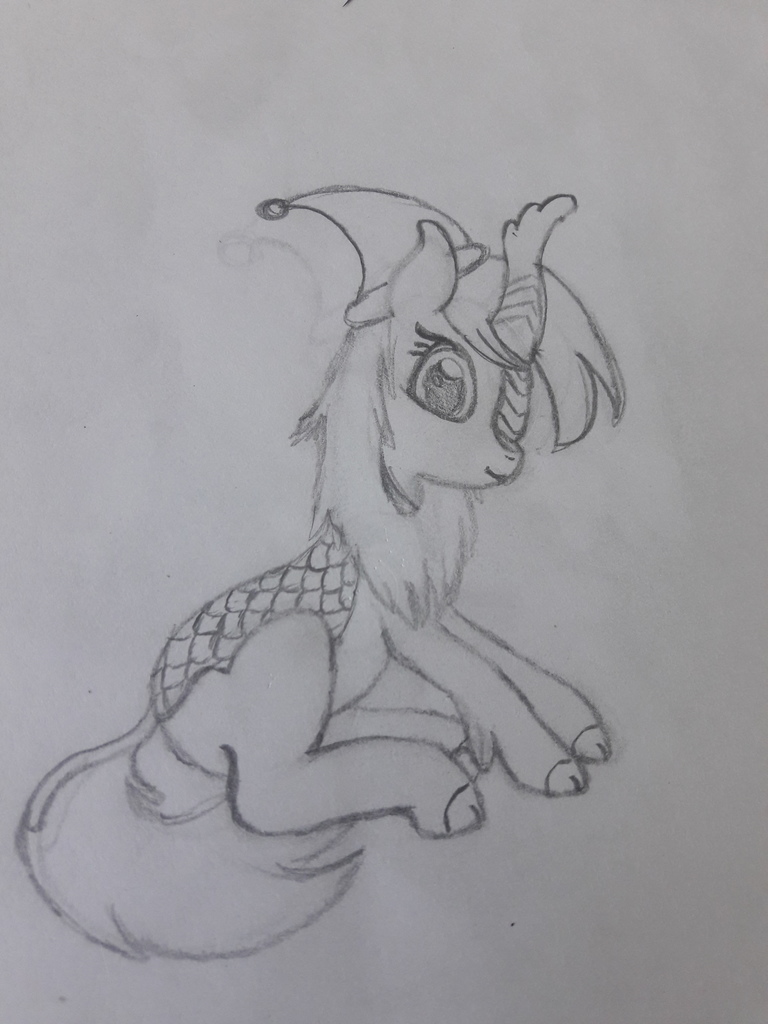 #1959693 - safe, artist:juani236, derpy hooves, kirin, black and white ...