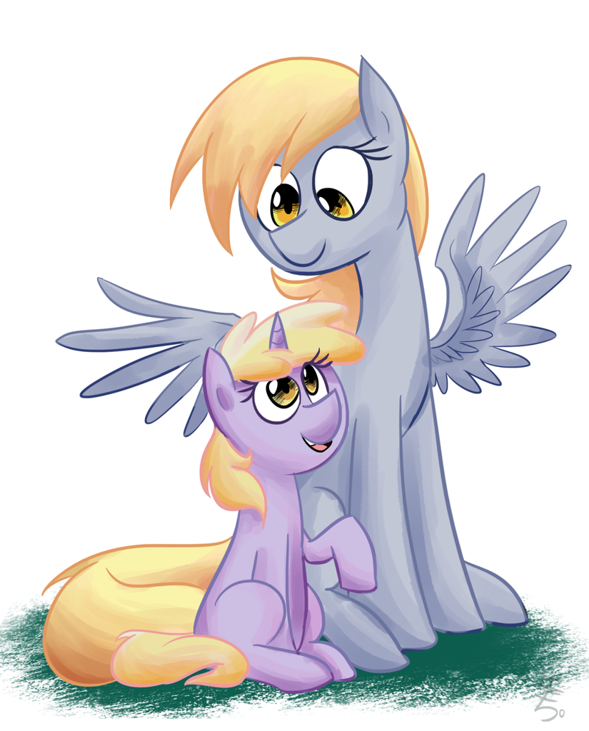 #1961408 - safe, artist:gintoki23, derpy hooves, dinky hooves, pegasus ...