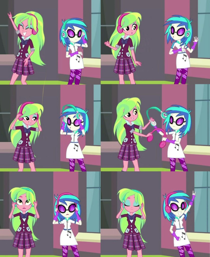 #1965698 - safe, screencap, dj pon-3, lemon zest, vinyl scratch, human ...