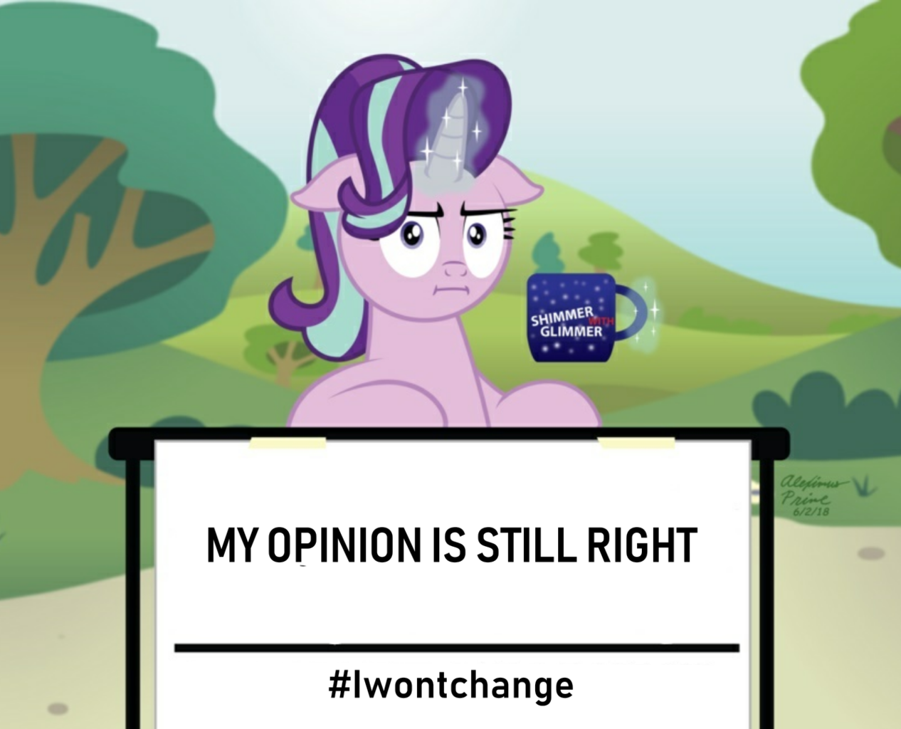 #1990524 - safe, starlight glimmer, pony, g4, change my mind, hashtag ...