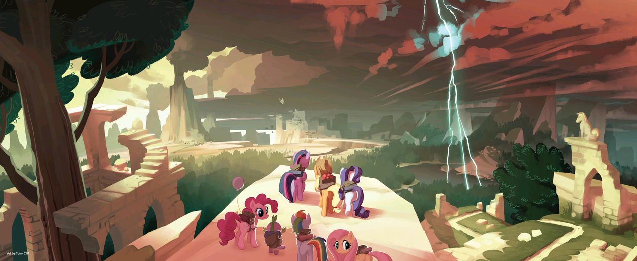 #1995163 - safe, artist:tony cliff, applejack, fluttershy, pinkie pie ...