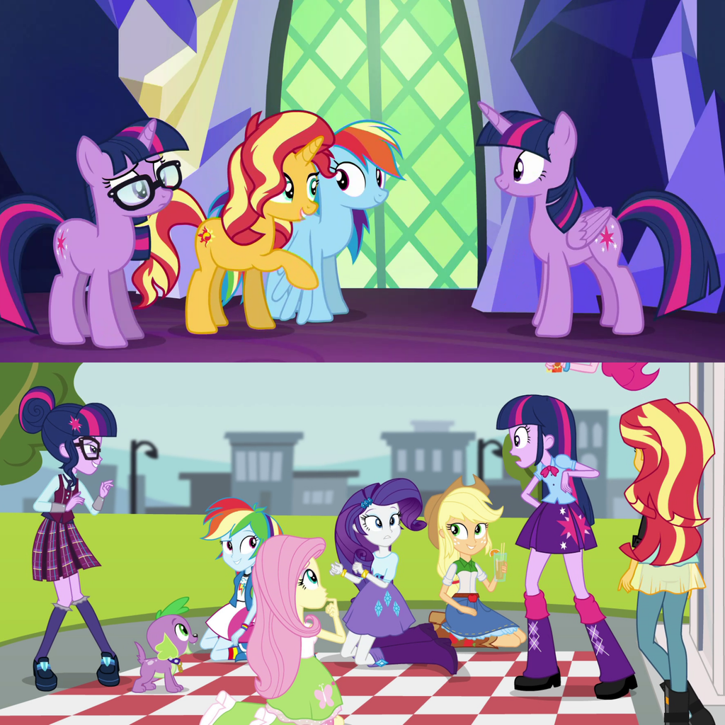 #1999935 - safe, screencap, applejack, fluttershy, pinkie pie, rainbow dash, rarity, sci-twi ...