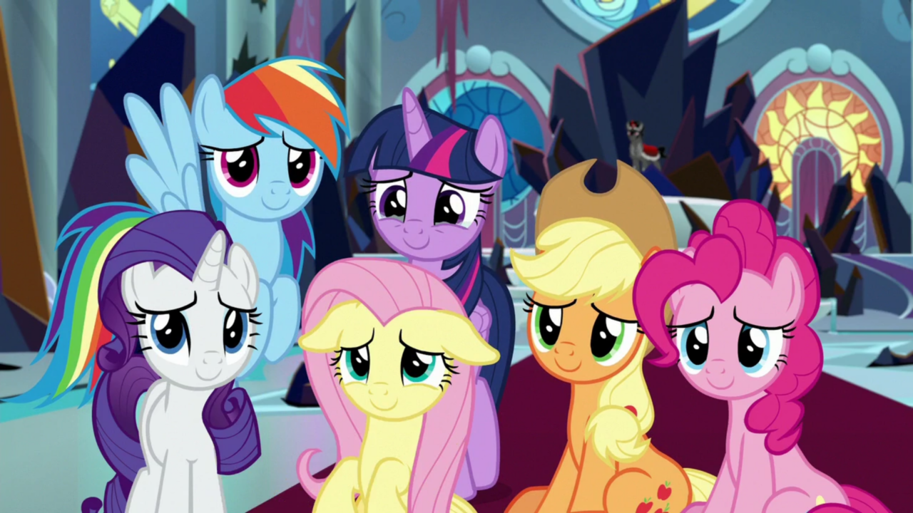 #2008610 - safe, screencap, applejack, fluttershy, king sombra, pinkie ...