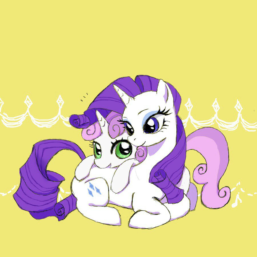 #2014577 - safe, artist:puri__kyua, rarity, sweetie belle, pony ...