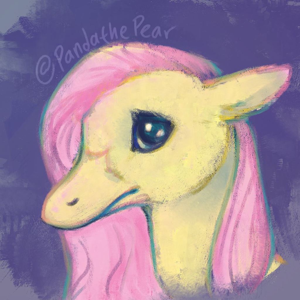 #2016153 - safe, artist:pandathepear, fluttershy, duck pony, pony, g4 ...