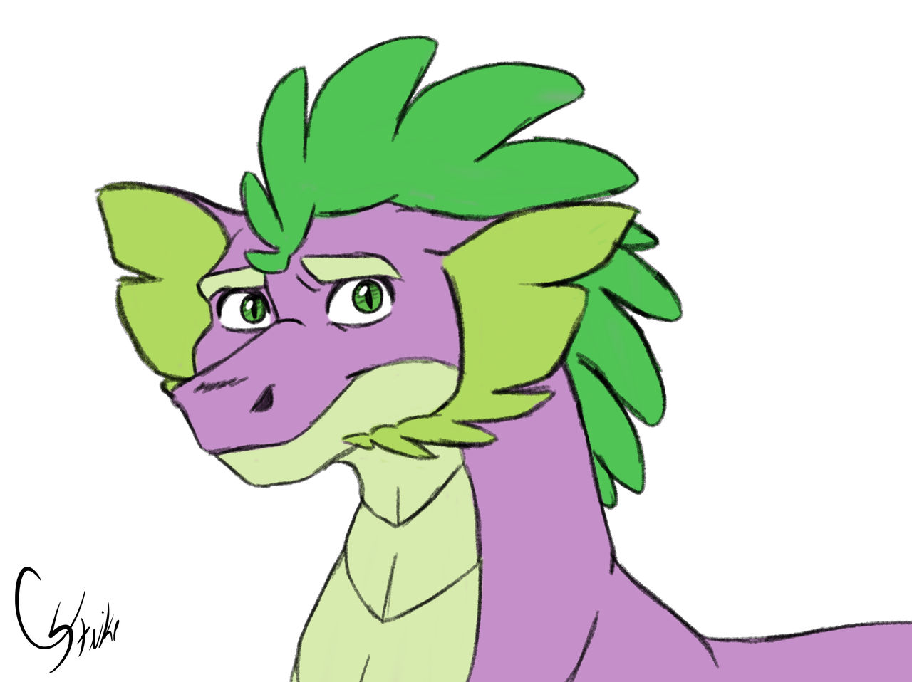 #2017199 - safe, artist:colourstrike, spike, bust, male, older, older ...