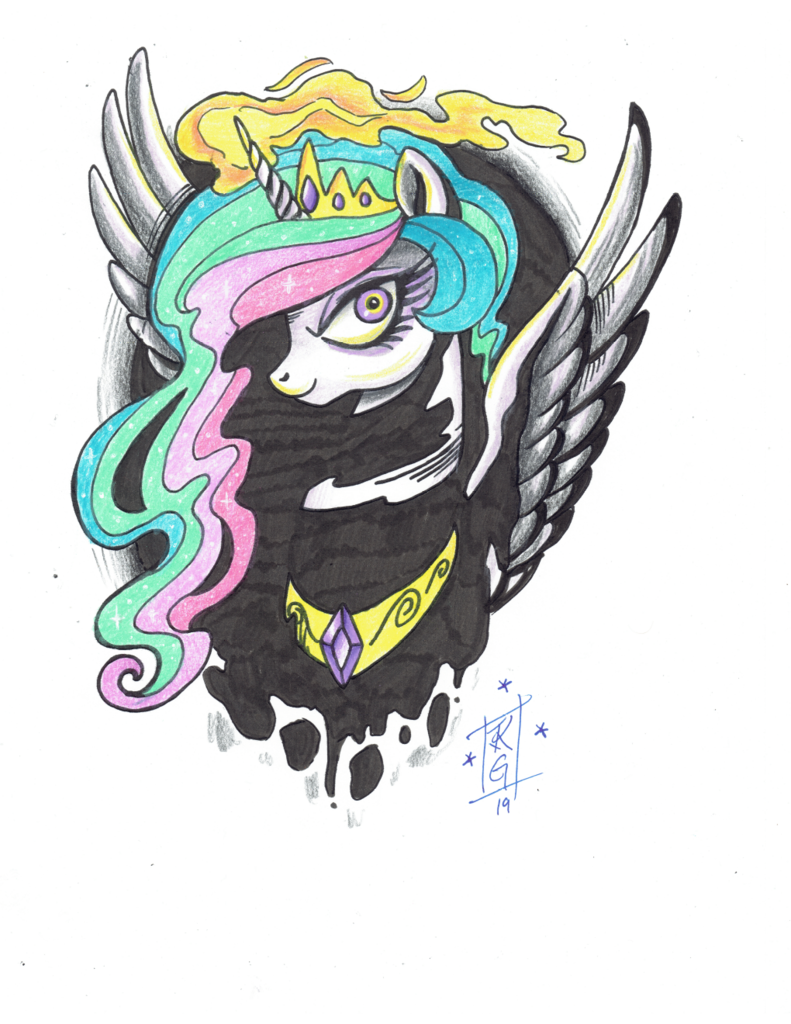 #2024502 - safe, artist:luckyponytattoo, princess celestia, pony, g4 ...