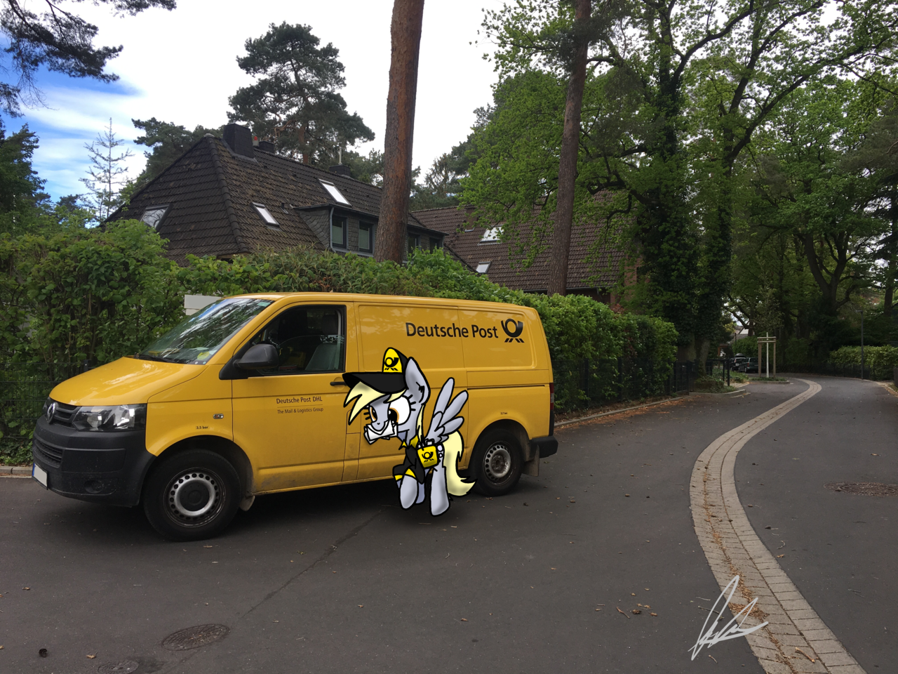 #2026781 - safe, artist:flaremoon, derpy hooves, pegasus, pony, car ...