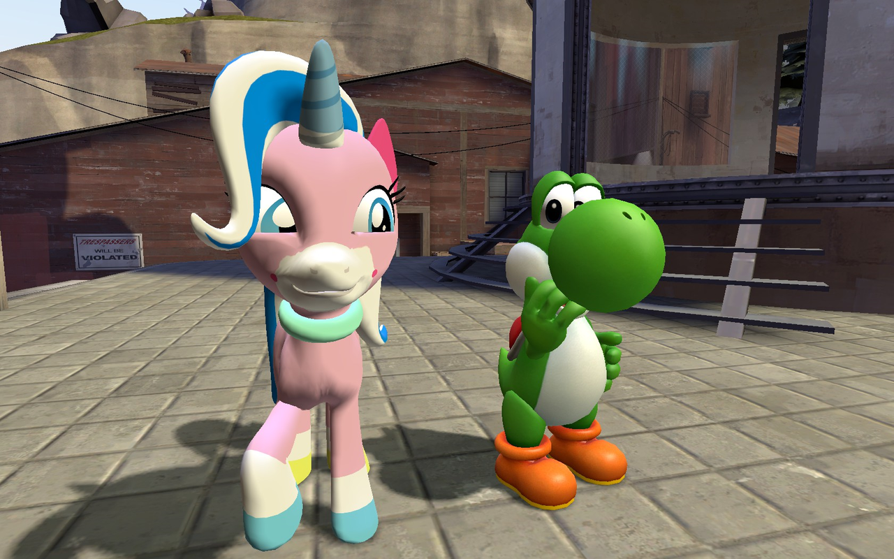 #2003148 - safe, artist:cuteyoshilover, pony, yoshi, 3d, crossover ...