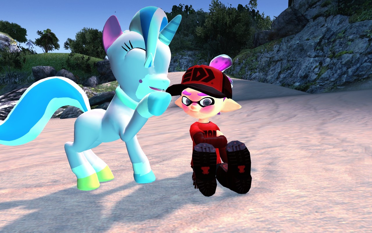 #2003231 - safe, artist:cuteyoshilover, oc, inkling, 3d, crossover ...