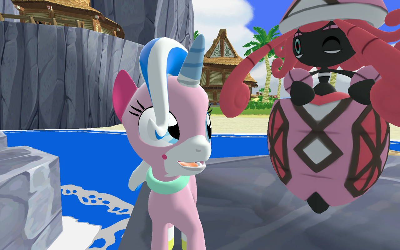 #2003310 - safe, artist:cuteyoshilover, pony, tapu lele, 3d, crossover ...