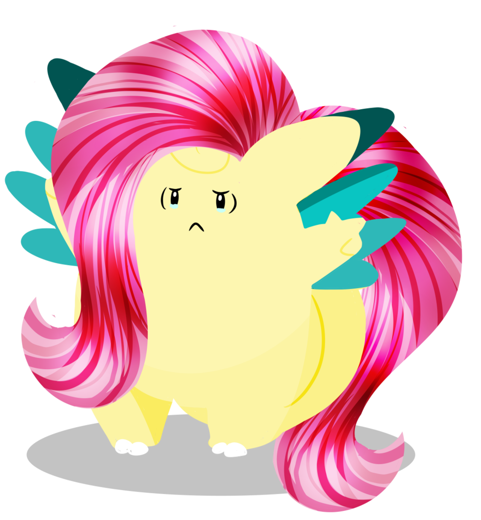 #2006743 - safe, artist:rainbowtashie, fluttershy, clefable, g4 ...